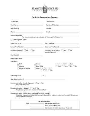 Fillable Online smdpyl Facilities Reservation Form - bsmdpylbborgb Fax ...
