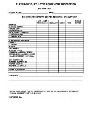 Fillable Online PLAYGROUND INSP FORMxls Fax Email Print - pdfFiller