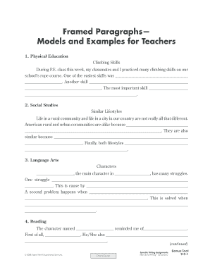 Fillable Online csecweb Framed Paragraphs Models and Examples for ...