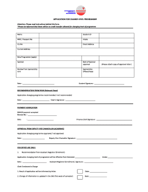 Fillable Online uniten edu APPLICATION FOR CHANGE LEVEL PROGRAMME ...