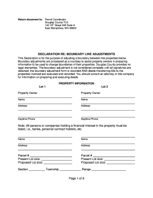 Fillable Online DECLARATION RE BOUNDARY LINE ADJUSTMENTS Fax Email ...