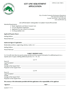 Fillable Online LOT LINE ADJUSTMENT APPLICATION - SMARTGov Fax Email ...