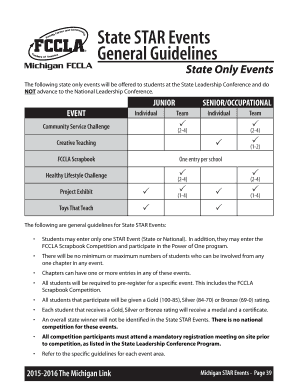 Fillable Online mifccla State STAR Events General Guidelines - Michigan ...
