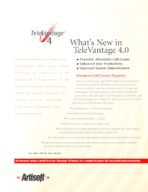 Fillable Online Whats New in TeleVantage 4 Fax Email Print - pdfFiller