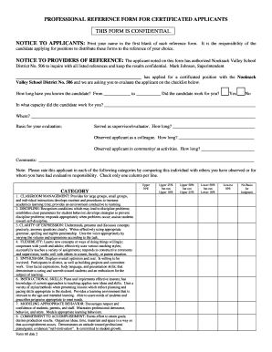 Fillable Online nv k12 wa PROFESSIONAL REFERENCE FORM FOR CERTIFICATED ...