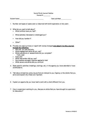 Fillable Online socialwork utep Social Work Journal Outline Journal ...