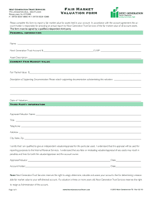 Fillable Online Fair Market Valuation form - Next Generation Trust ...