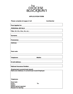 Fillable Online blackburn anglican APPLICATION FORM - Diocese of ...