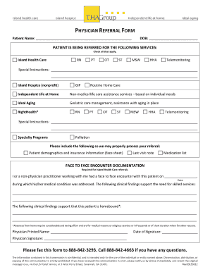 Fillable Online thagroup Physician Referral Form - THA Group Fax Email ...