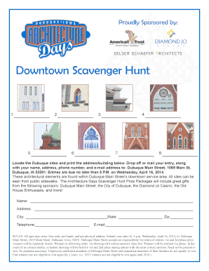 Fillable Online Downtown Scavenger Hunt - Dubuque Mainstreet Fax Email ...