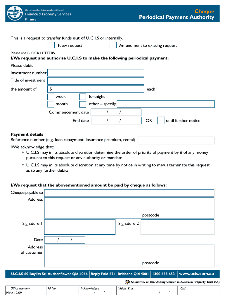 Fillable Online Cheque Periodical Payment Authority Fax Email Print Fillable Online Cheque Periodical Payment Authority Fax Email Print