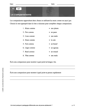 Remplissable En Ligne Les comparaisons Fax Email Imprimer - pdfFiller