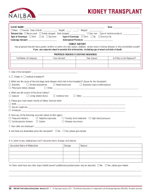 Fillable Online KIDNEY TRANSPLANT - The Brokerage Resource Fax Email ...