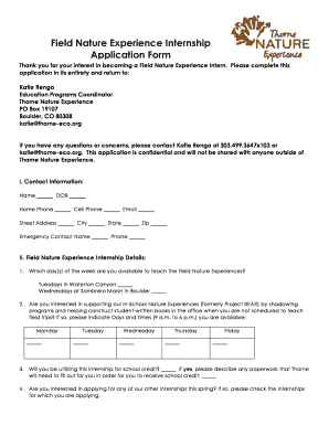 Fillable Online thornenature Field Nature Experience Internship ...