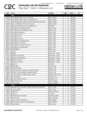 Fillable Online C2C English Prep-Year 7 - bNetworkb Educational ...