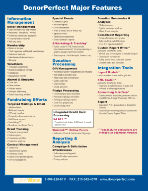 Fillable Online DonorPerfect Major Features - SofterWare Fax Email ...