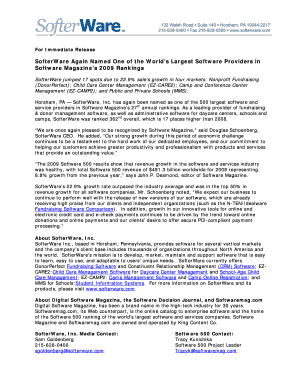 Fillable Online SofterWare Again Named One of the Worlds Largest ...