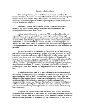 Fillable Online Selecting a Business Form - Simpson Wigle LAW LLP Fax ...