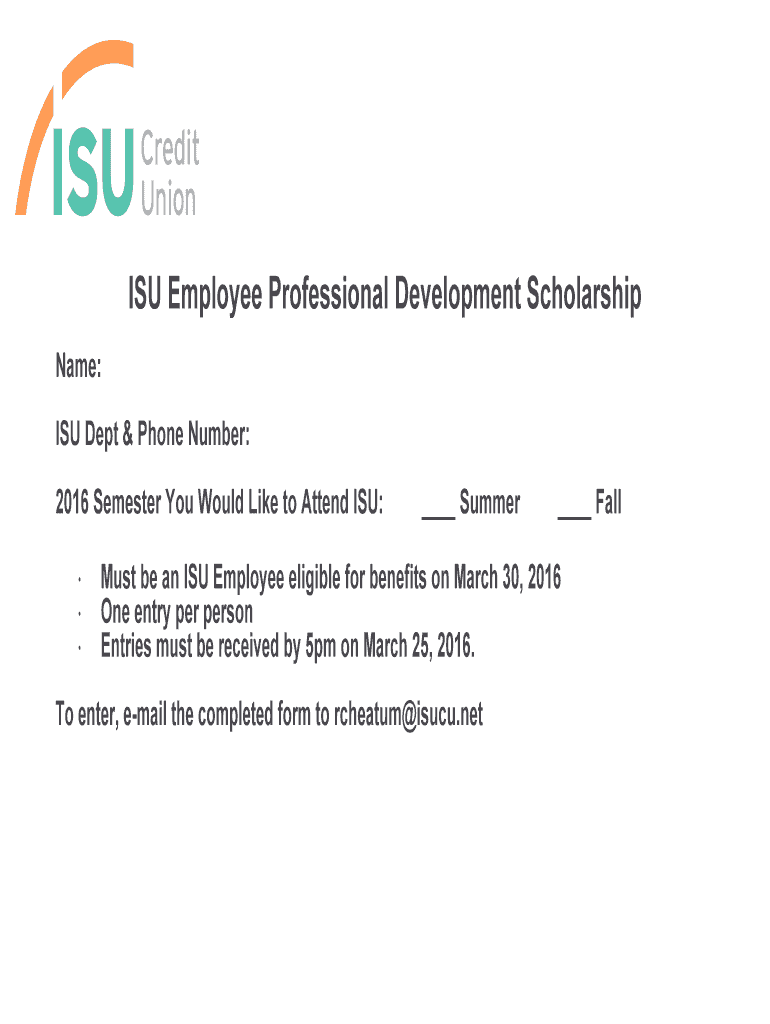Fillable Online ISU Employee form - ISU Credit Union Fax Email Print ...