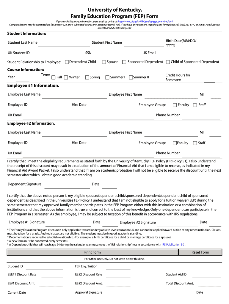 Fillable Online districts ca uky University of Kentucky Family ...