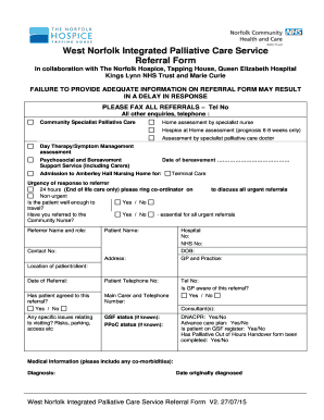 Fillable Online West Norfolk Integrated Palliative Care Service ...