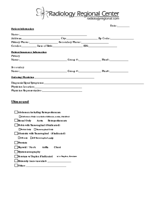 Fillable Online Ultrasound - Radiology Regional Center Fax Email Print ...