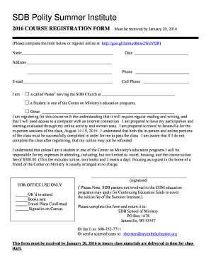 Fillable Online SDB Polity reg form 16 fillable Fax Email Print - pdfFiller