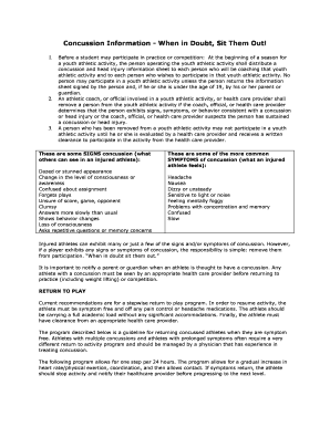 Fillable Online concussion and head injury information sheet to each ...