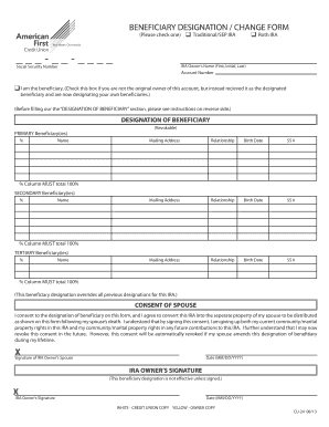 Fillable Online BENEFICIARY DESIGNATION / CHANGE FORM Fax Email Print ...