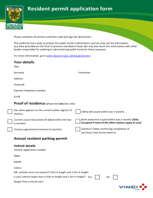 Fillable Online web dacorum gov Resident permit application form ...