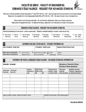 Fillable Online DEMANDE D QUIVALENCE / REQUEST FOR ADVANCED STANDING Fax Email Print - pdfFiller