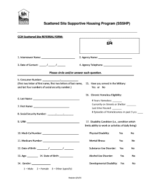 Fillable Online Scattered Site Supportive Housing Program SSSHP Fax ...
