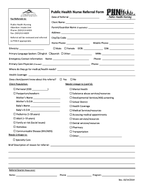 Fillable Online Public Health Nurse Referral Form - Bravesites Fax ...
