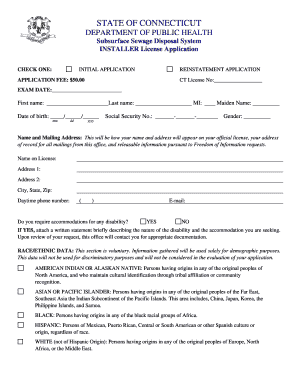 Fillable Online STATE OF CONNECTICUT DEPARTMENT OF PUBLIC HEALTH ...
