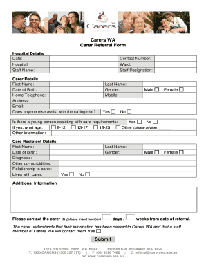Carer Referral Form - Blank Fillable Template | Fill Out, Print ...