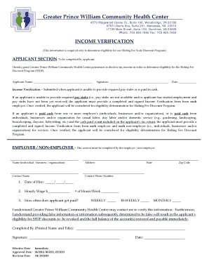 Fillable Online gpwhealthcenter Income Verification Form - Greater ...