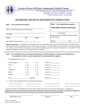 Fillable Online gpwhealthcenter Shared Housing Form - Greater Prince ...
