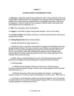 Fillable Online signal army ANNEX C SAMPLE SIMULATOR REQUEST FORM 3 ...