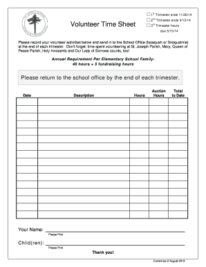 Fillable Online sjsissaquah Volunteer Time Sheet - St Joseph School Fax ...