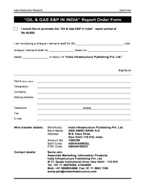 Fillable Online OIL GAS EP IN INDIA Report Order Form Fax Email Print ...