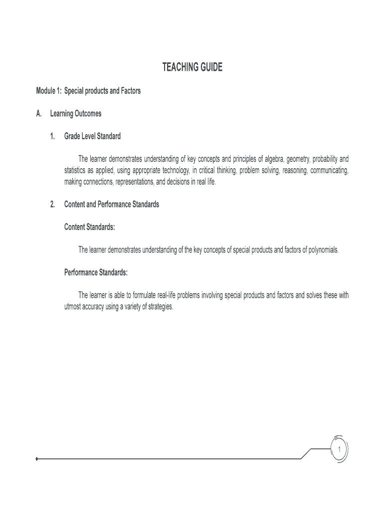 Fillable Online TEACHING GUIDE - DepEd Division of Negros Oriental Fax ...