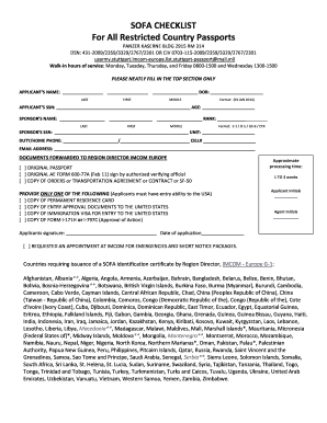 Fillable Online stuttgart army SOFA CHECKLIST For All Restricted ...