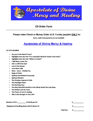 Fillable Online rdohealingministry CD Order Form - Apostolate of Divine ...
