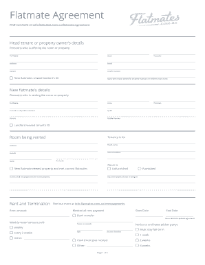 Fillable Online Flatmate Agreement - Cloudinary Fax Email Print - pdfFiller