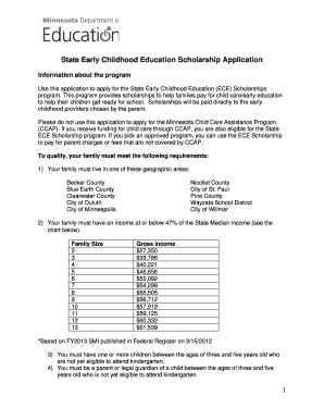 Fillable Online State Early Childhood Education Scholarship Application ...