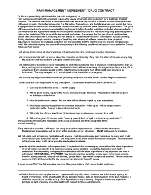 Fillable Online Pain management agreement / drug contract - Central ...