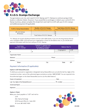 Fillable Online lcef KIDS Stamps Exchange - lcef Fax Email Print ...
