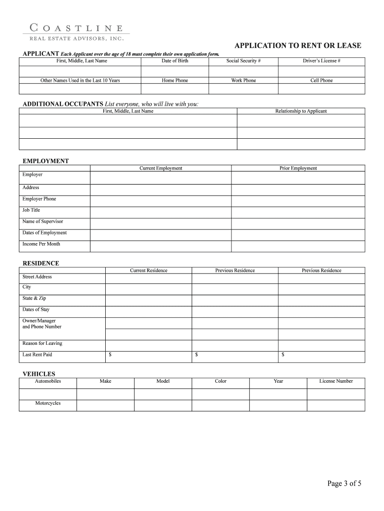 Fillable Online STATEMENT OF RENTAL POLICY AND APPLICATION TO RENT OR ...