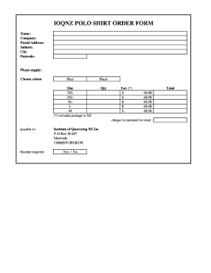 Fillable Online IOQNZ POLO SHIRT ORDER FORM Fax Email Print - pdfFiller