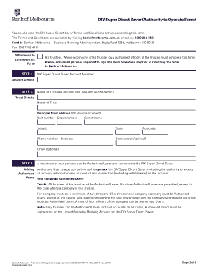 Fillable Online DIY Super Direct Saver (Authority to Operate Form) You ...